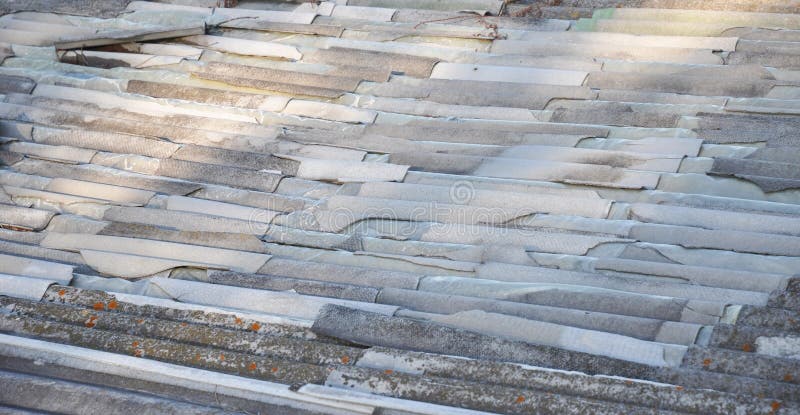 Broken Asbestos Roof Sheets. Asbestos Removal. Stock Image - Image of ...