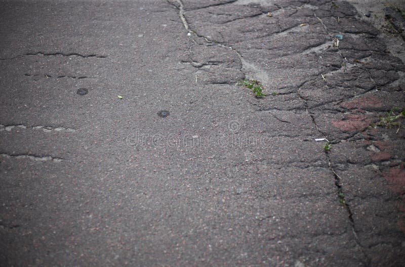 Broken Asphalt and Cracks on the Road Surface Stock Image - Image of ...
