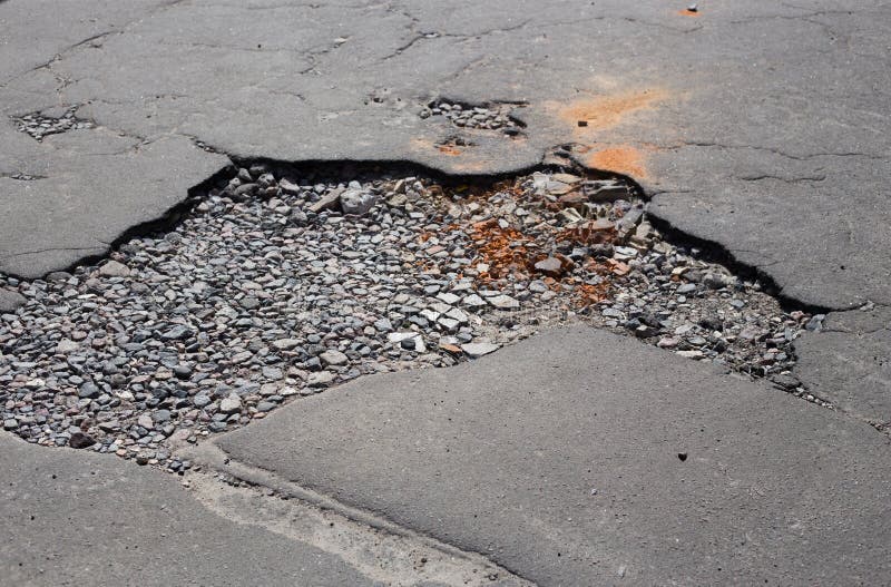 Broken Asphalt and Cracks on the Road Surface Stock Photo - Image of ...