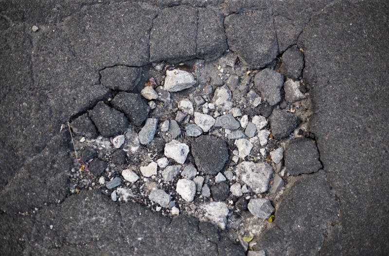 Broken Asphalt and Cracks on the Road Surface Stock Photo - Image of ...