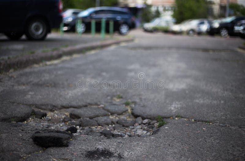 Broken Asphalt and Cracks on the Road Surface Stock Image - Image of ...