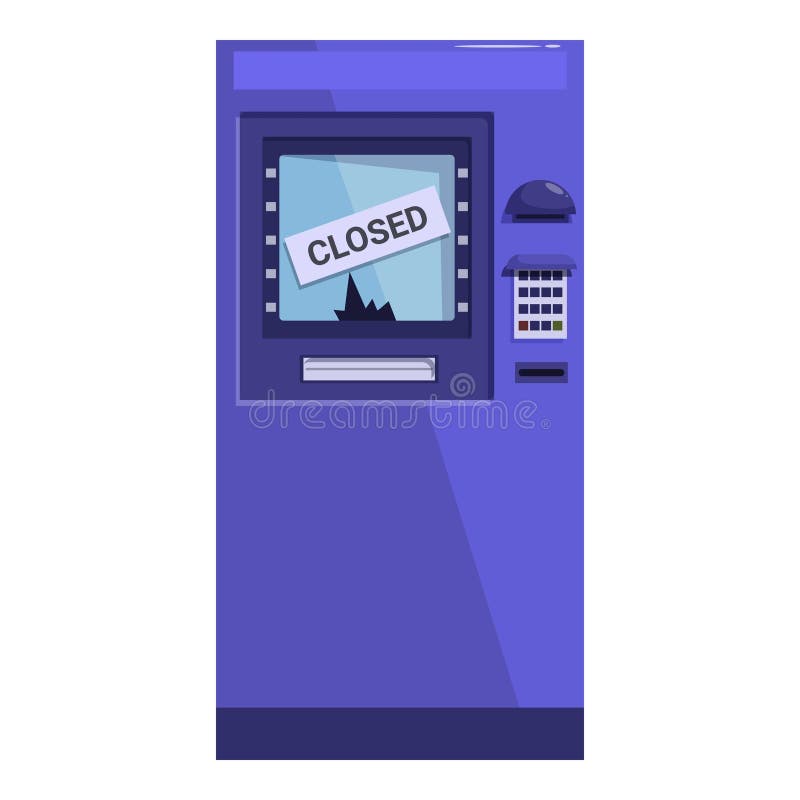 Broken Atm with a Closed Sign on the Screen Stock Vector - Illustration ...