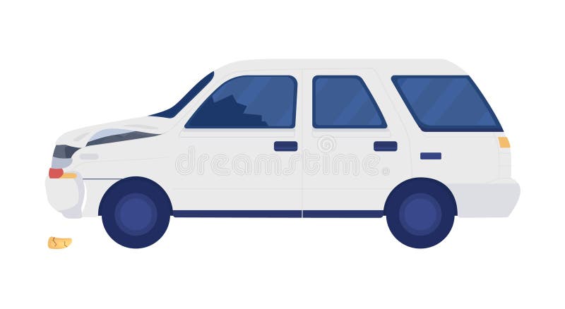 Broken Auto after Collision Semi Flat Color Vector Object Stock Vector ...