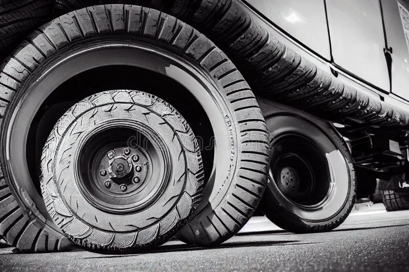 Broken Automobile Wheels with Tires Stock Illustration - Illustration ...