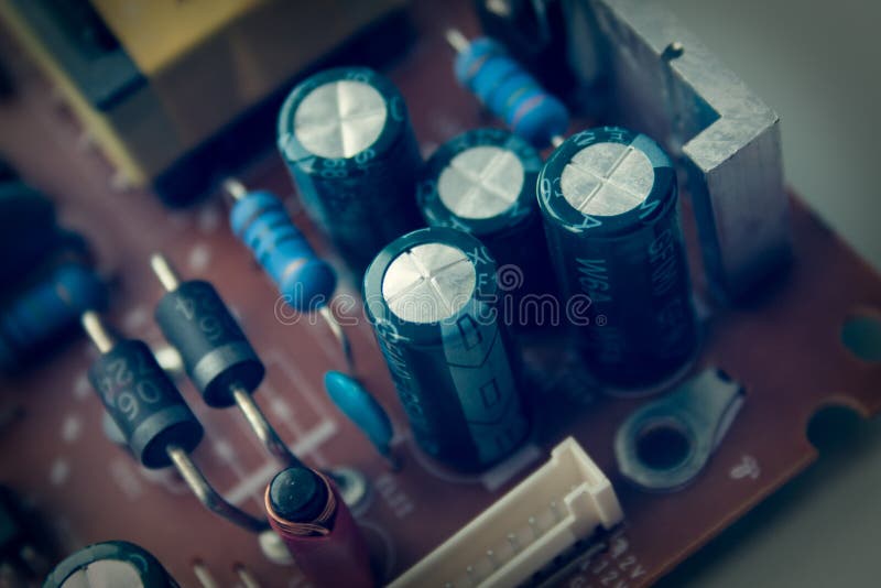Broken Bad Old Capacitor of Computer Screen. Condenser Breakdown Stock ...