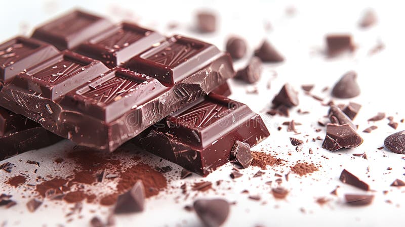 Broken Bar of Dark Chocolate on Light Background, Top View, Close Up ...
