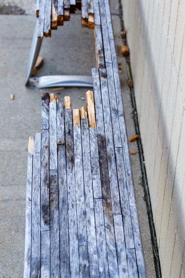 Broken Bench Sitting Outside Lost and Forgotten Stock Photo - Image of ...