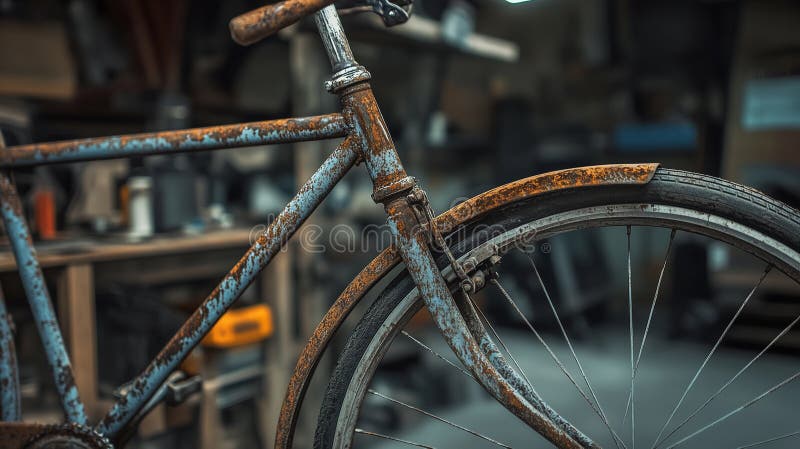 Broken Bicycle Contrasted with Fully Repaired and Painted Bicycle in a ...