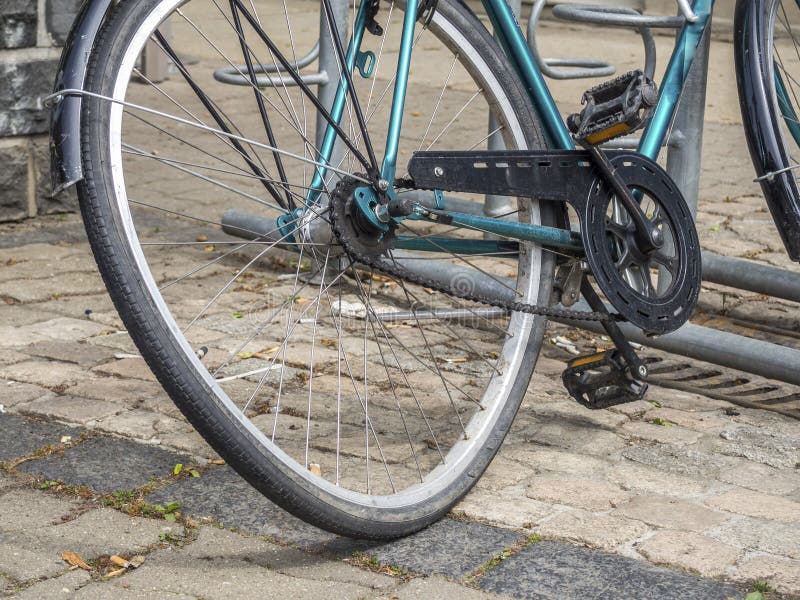 A Broken Bicycle Wheel Is All That`s Left Paris, France Stock Photo ...