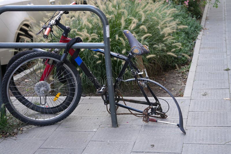 Broken Bike in Bicycle Parking Stock Image - Image of transport ...