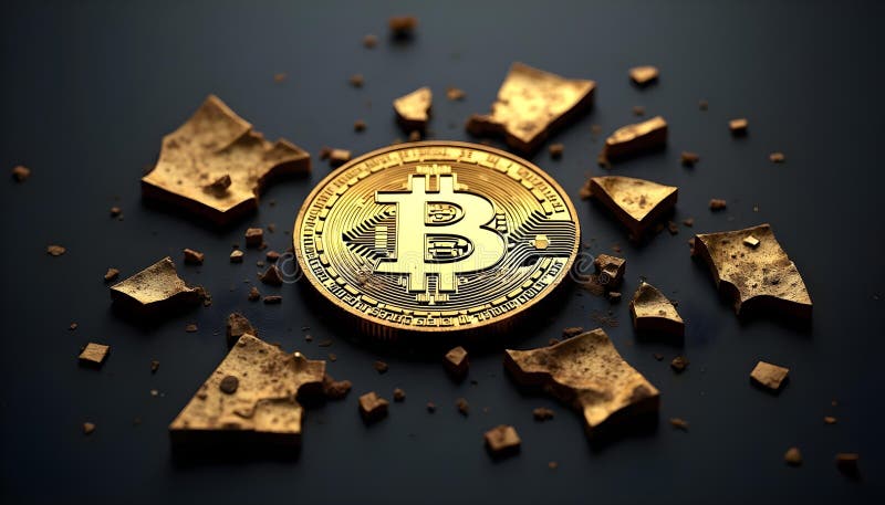 Broken Bitcoin Cryptocurrency, Shattered Pieces. AI Generated Stock ...