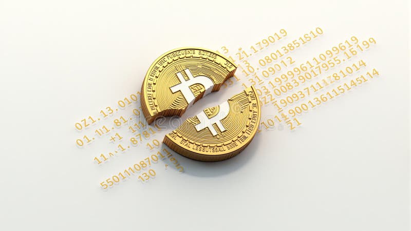 Broken Bitcoin with Digital Binary Code Stock Illustration ...