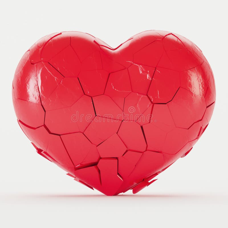 Broken Red Heart on a White Background. Stock Illustration ...