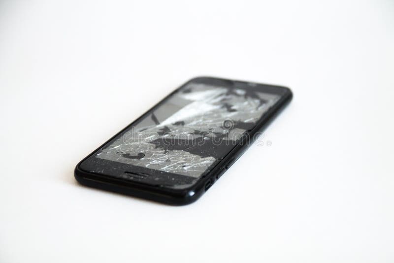 Broken Black Smart Phone with Cracks on the Screen Editorial Image ...
