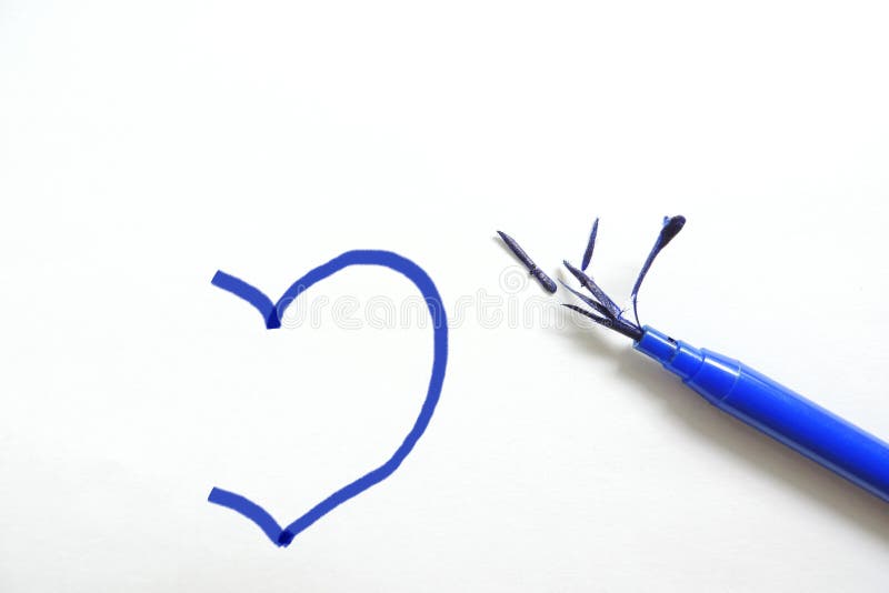 Broken Blue Marker on a White Background Stock Image - Image of chop ...
