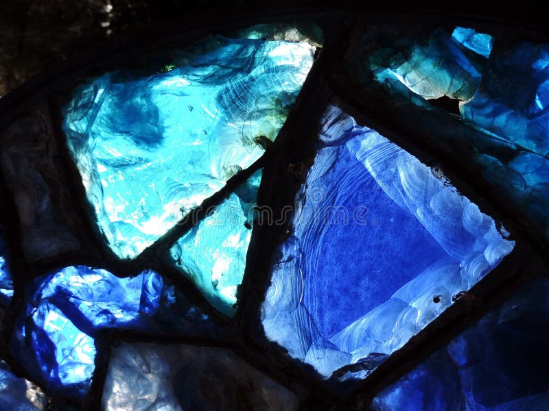 Broken Blue Stained-glass Window. Stock Image - Image of artist ...