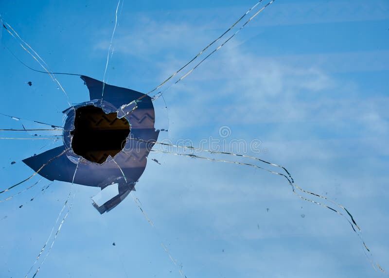 Broken Blue Window in a High-rise Building Stock Photo - Image of ...