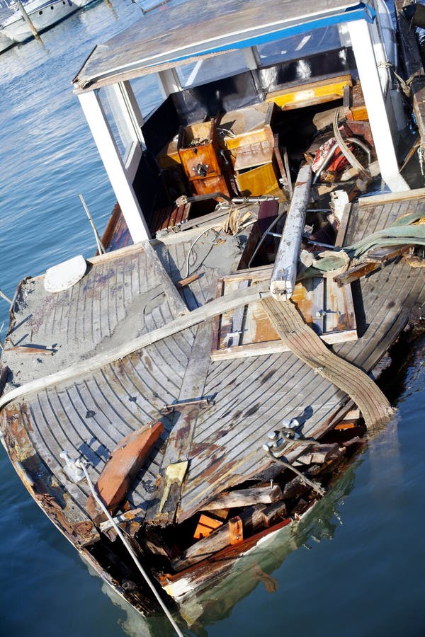 Broken boat stock image. Image of sink, navy, bore, marine - 15473311