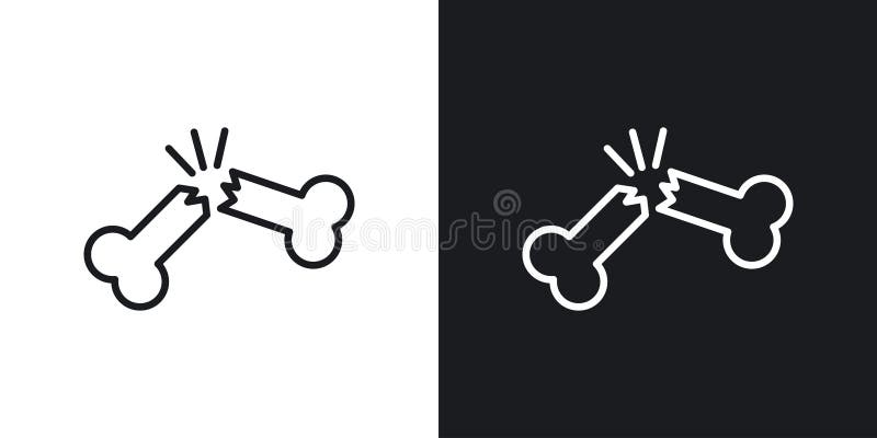 Bone Broken Icon Set. Fracture Indicator Vector Symbol in a Black ...