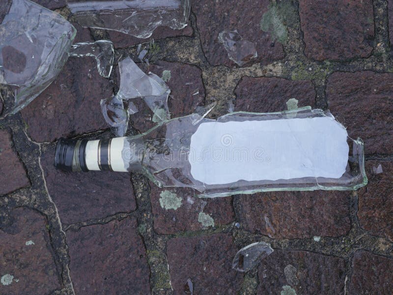 Broken Bottle on White stock photo. Image of destroyed - 5420470