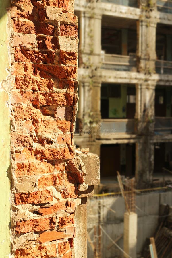 Old broken brick wall stock photo. Image of backdrop - 111943302