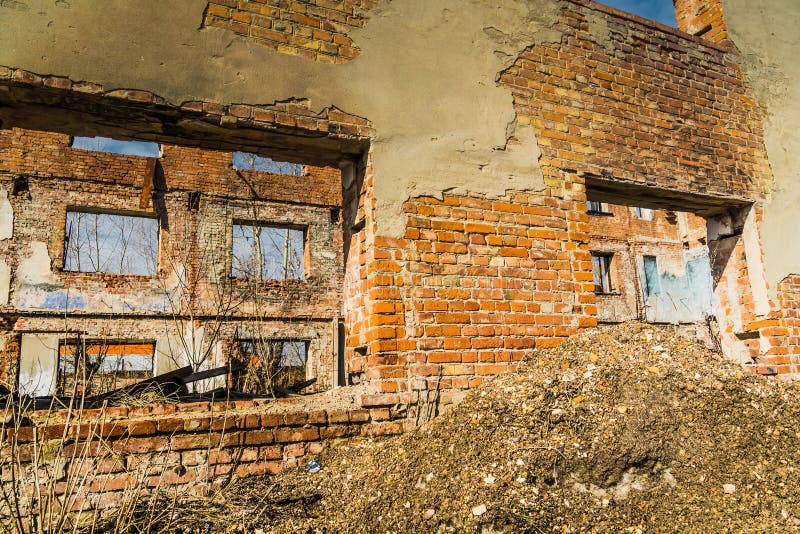 Broken Brick House stock photo. Image of destruction - 92808004