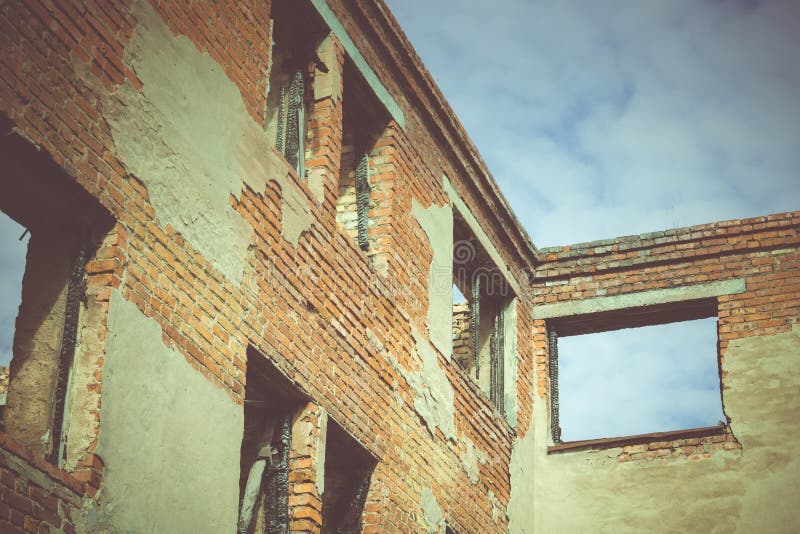 Broken Brick House Retro stock photo. Image of broken - 94157586