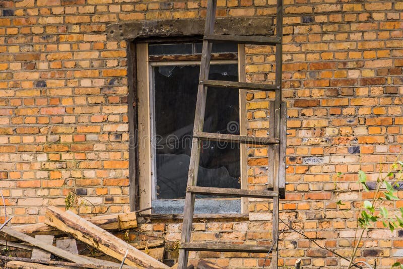 Broken Brick House Windows stock photo. Image of architecture - 94157792