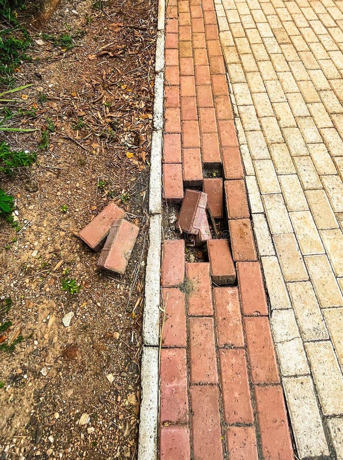 Detail of Broken Brick Pavement Stock Photo - Image of path ...