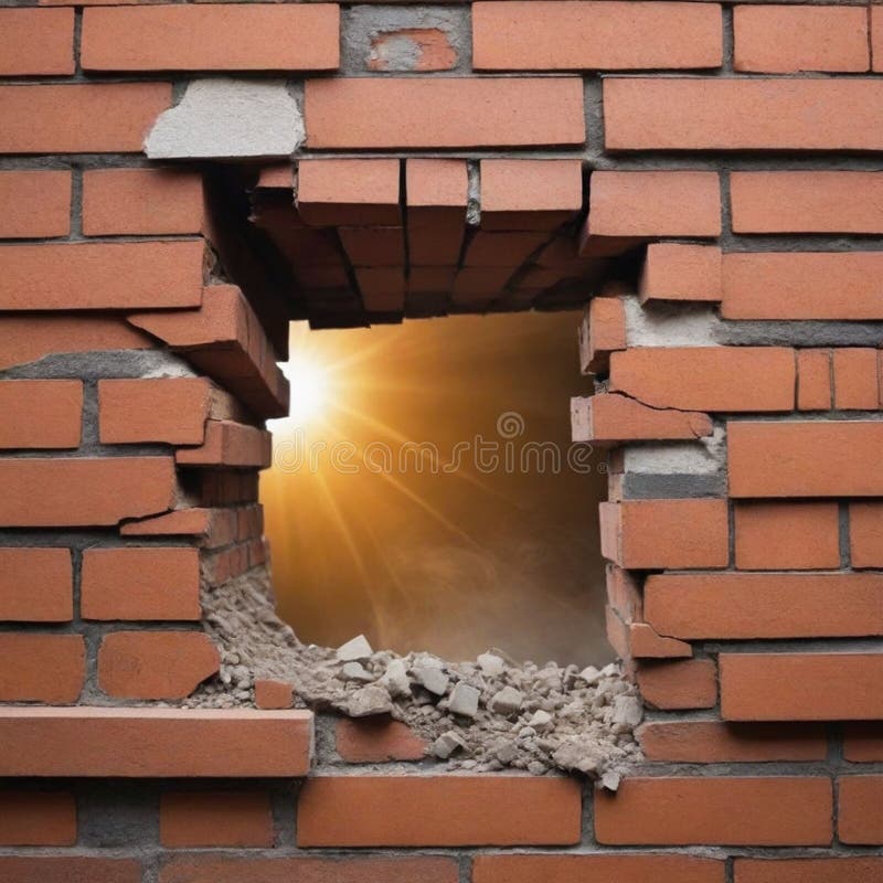 Broken Brick Wall in a Building Under Construction, Closeup of Photo ...