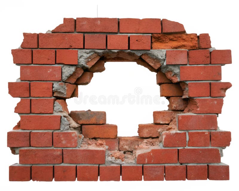 Broken Brick Wall with Central Hole Isolated Stock Illustration ...