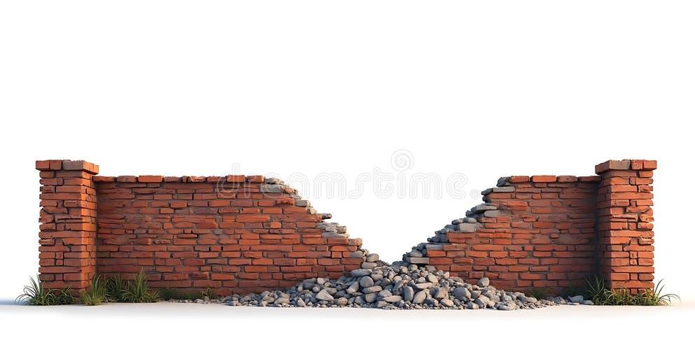 Broken Brick Wall 3d Render Model Download Stock Illustration ...
