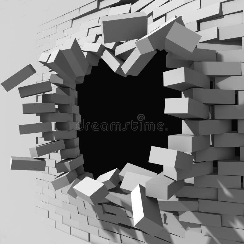 Brick explosion stock illustration. Illustration of architecture - 55144333