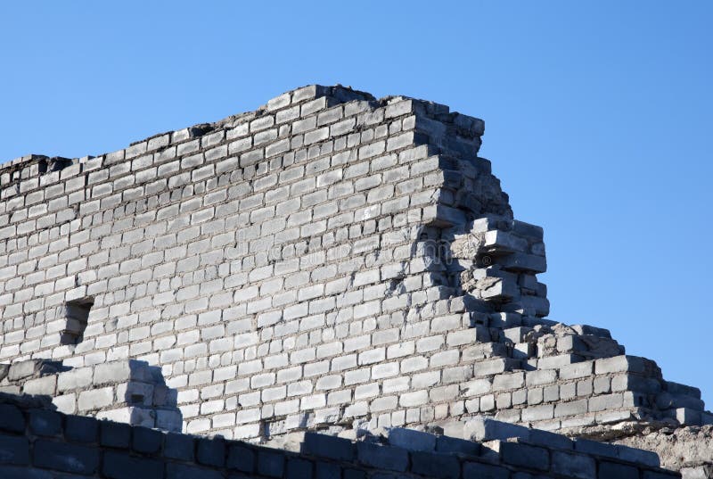 Broken Brick Wall. Fragment Stock Photo - Image of construction ...