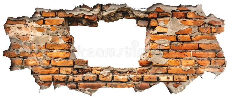 Broken Brick Wall with Hole Isolated on Transparent Background Stock ...