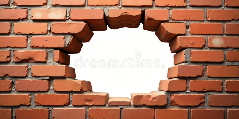 Broken Brick Wall Hole Red Bricks Construction Damaged Masonry Grunge ...