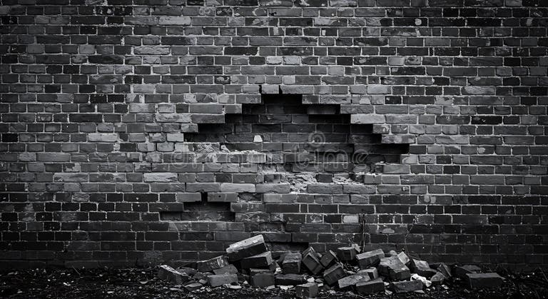 Broken Brick Wall, a Ruinous Architectural Fragment Stock Illustration ...