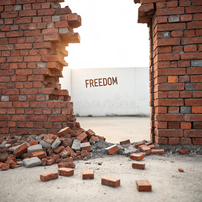 Broken Brick Wall, Concept of Freedom Stock Illustration - Illustration ...