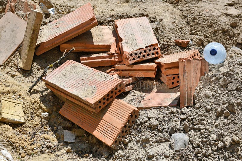 Broken Bricks at the Construction Site Stock Photo - Image of bricks ...