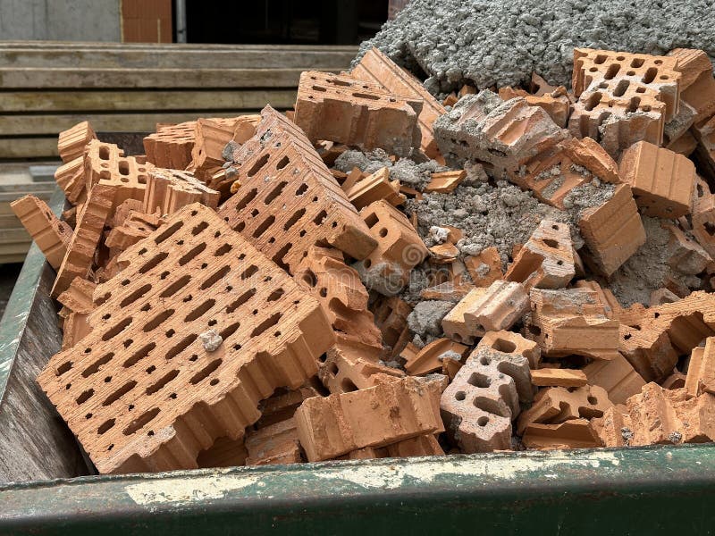 Broken Bricks at the Construction Site Stock Image - Image of heap ...