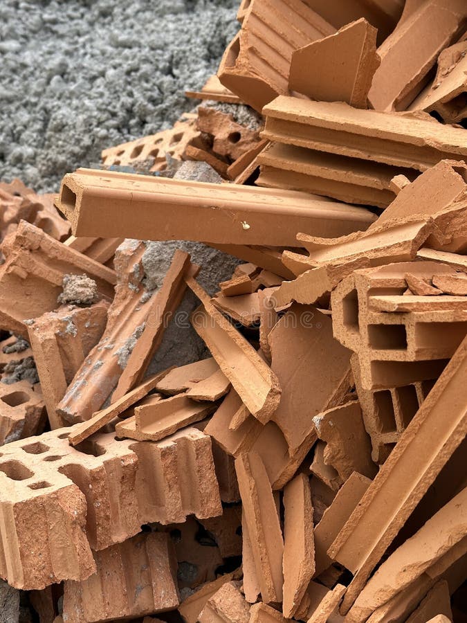 Broken Bricks at the Construction Site Stock Photo - Image of people ...