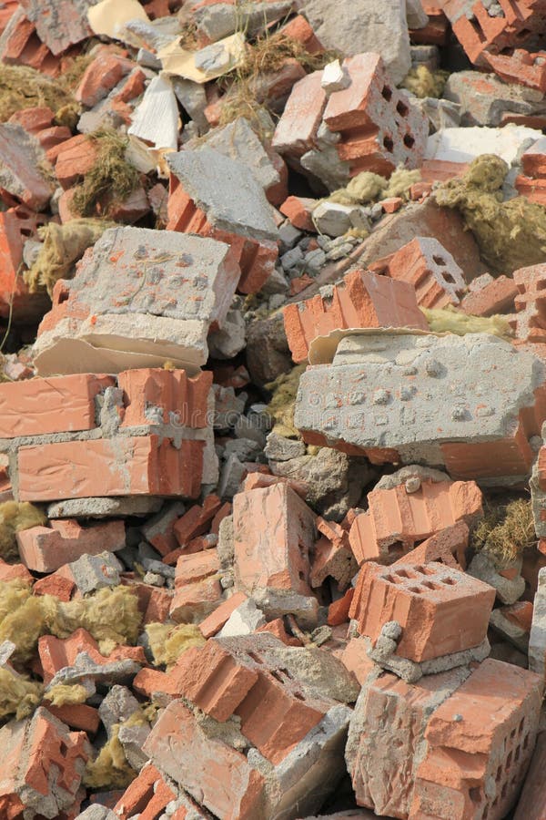 Broken Bricks on Construction Site Stock Image - Image of garbage, pile ...