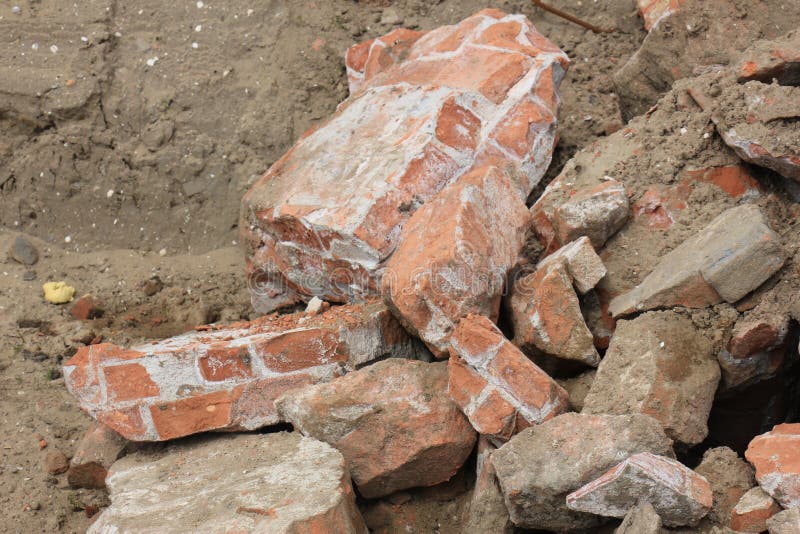 Broken Bricks on Construction Site Stock Image - Image of construction ...