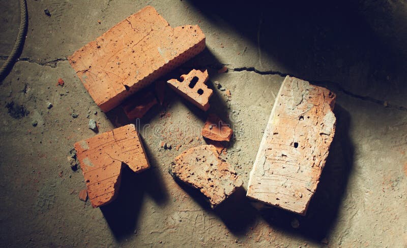 Broken Bricks at the Construction Site Stock Image - Image of rubble ...