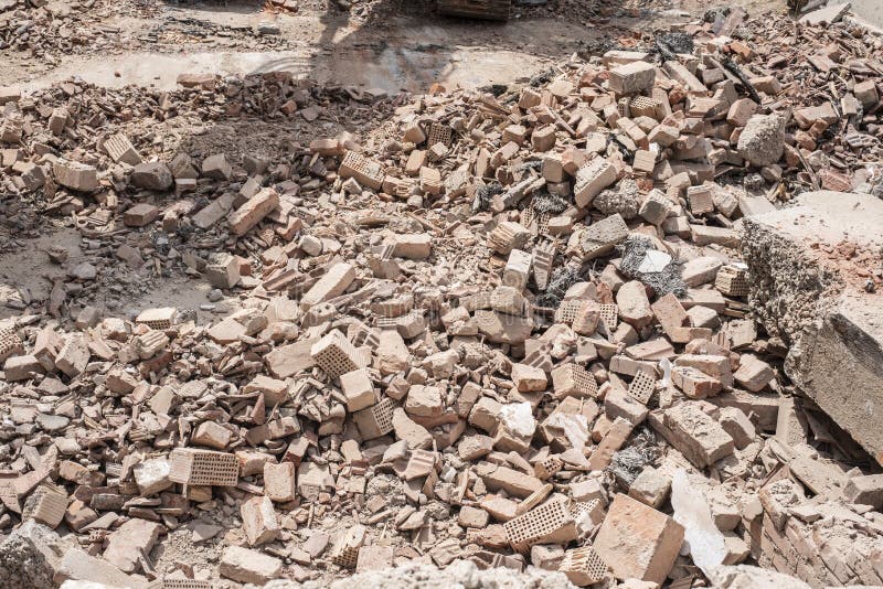 The Broken Bricks of a Demolished Building Stock Photo - Image of house ...
