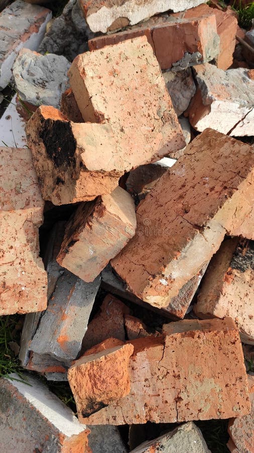 Broken Bricks on the Ground Stock Photo - Image of stone, brick: 160587182
