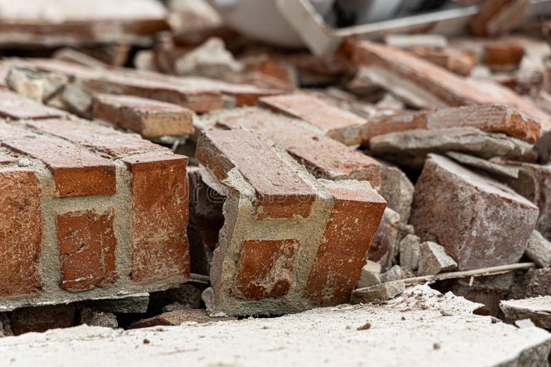 Broken Bricks and Rubble Remnants Editorial Image - Image of collapse ...