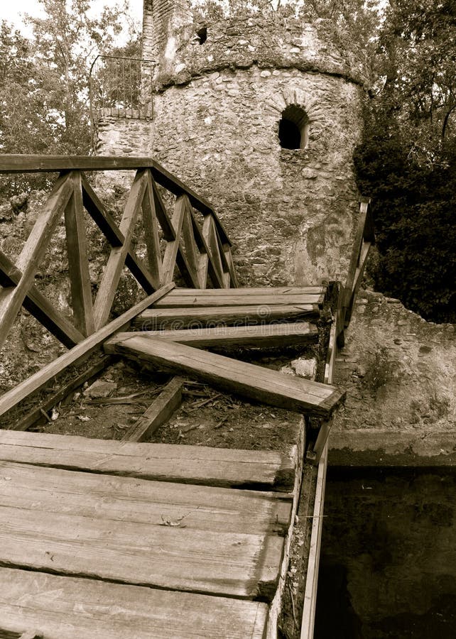 Broken bridge stock image. Image of lush, autumn, woods - 3487615
