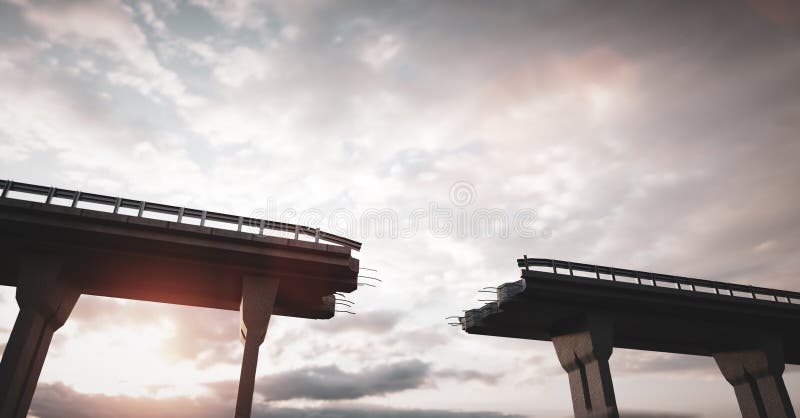 Broken Bridge. Difficulty and Challenge Concept Stock Illustration ...