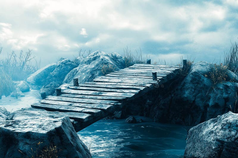 Broken Bridge. Difficulty and Challenge Concept Stock Illustration ...